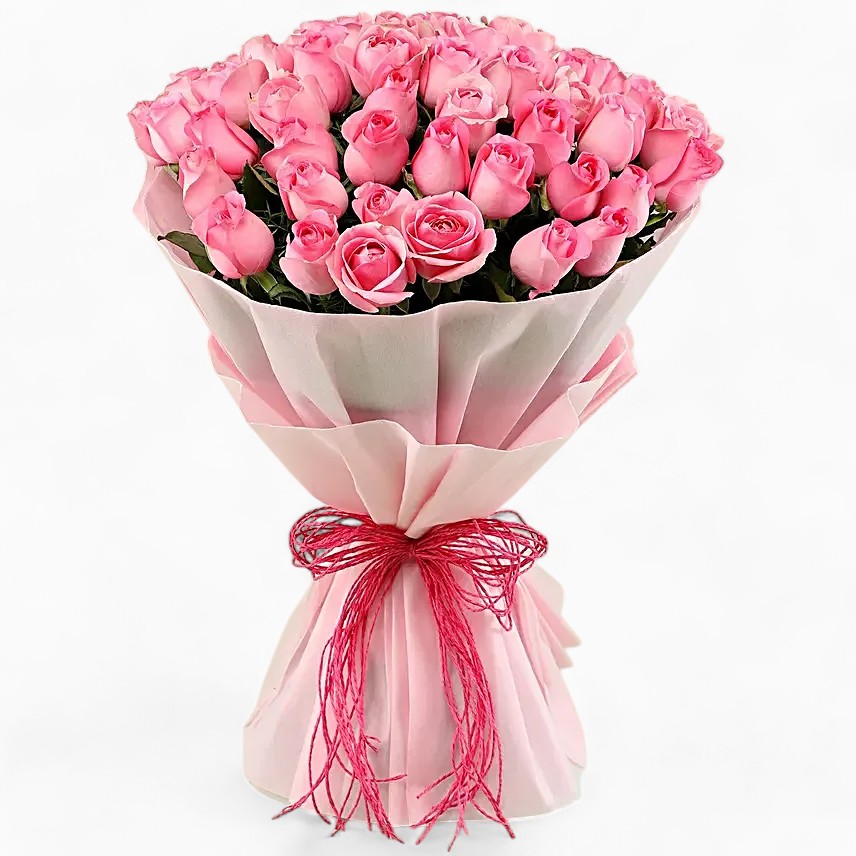 Blushing Charm 50 Pink Roses Bouquet - Zahra Al Doula