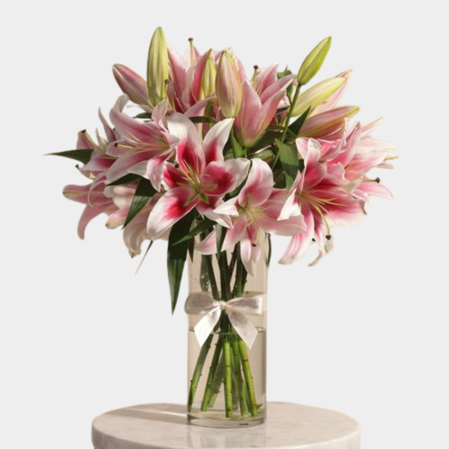 Elegant Pink Lily Vase – Timeless Beauty - Zahra Al Doula