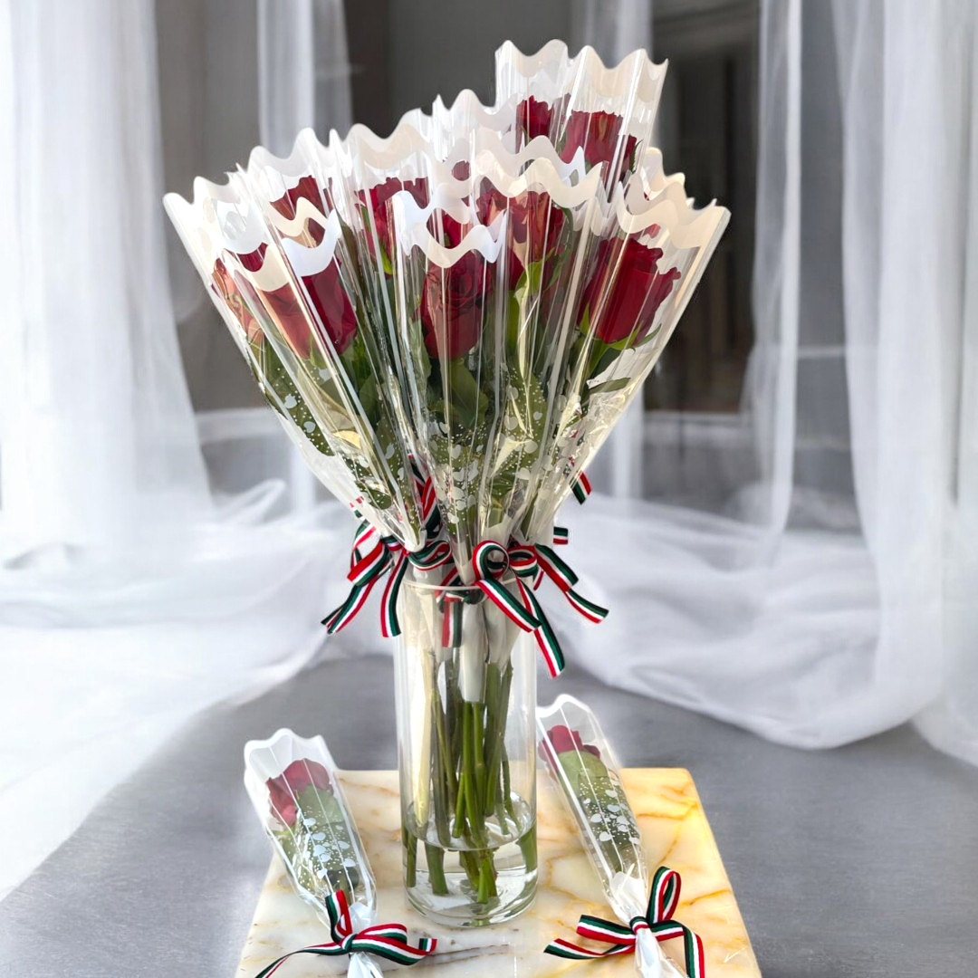 Elegant Single Red Rose Wrap – Kuwait, Corporate event - Zahra Al Doula